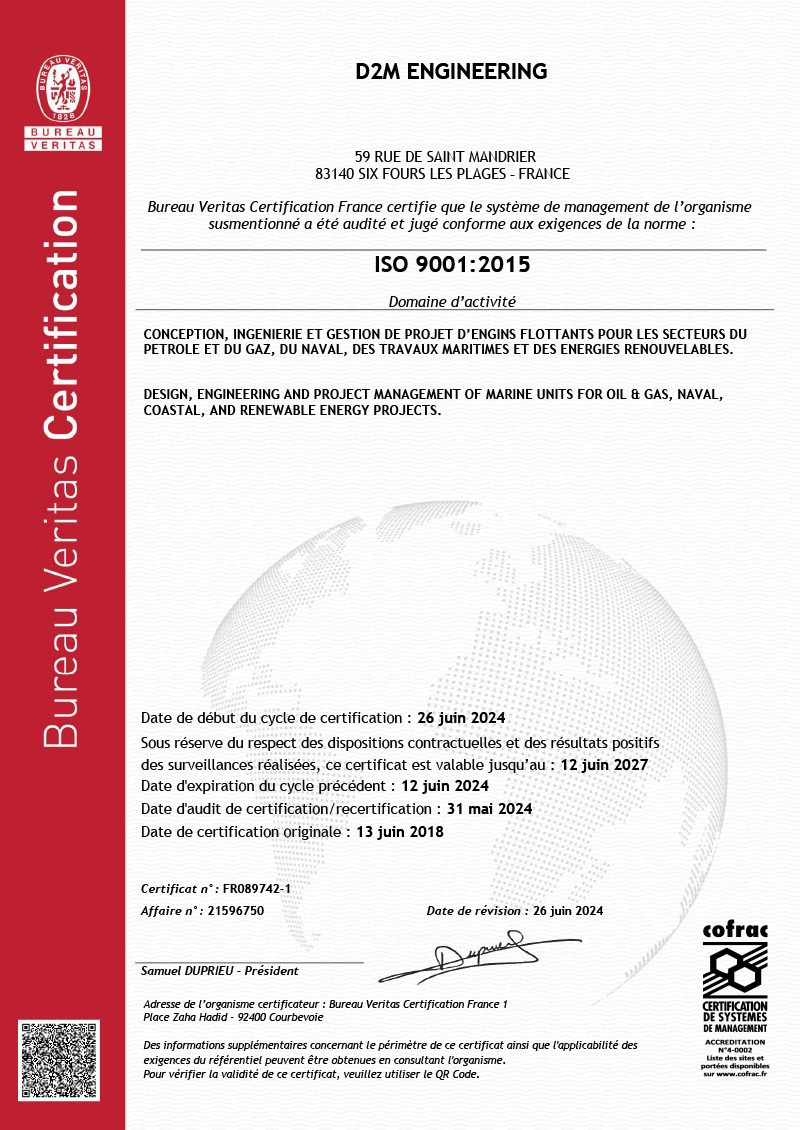 d2m Engineering Renews ISO 9001:2015 Certification - d2m (STAPEM Group)